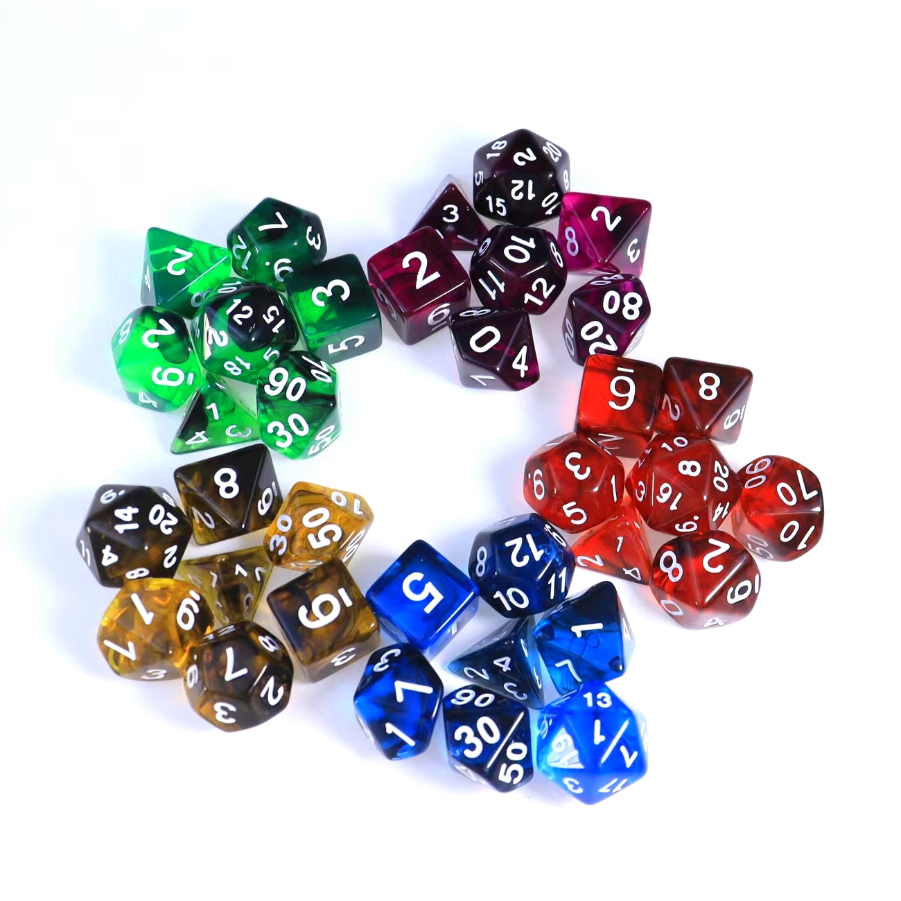 China Two-color transparent dice Colored Unique Dice Sets Custom For ...