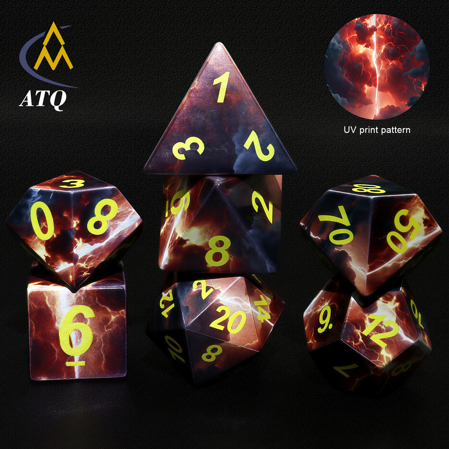 China New Arrival Polyhedron Dice Ocean World UV Printing Dice Printed ...